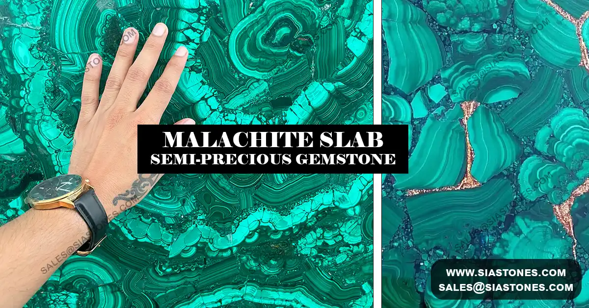 High-Quality Malachite Gemstone Slab For Sale | Flower and Random Pattern