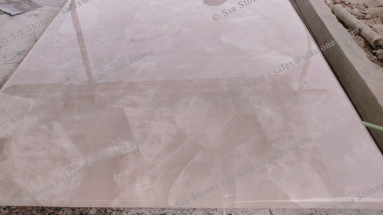 Crystal pink quartz high-quality polish countertop