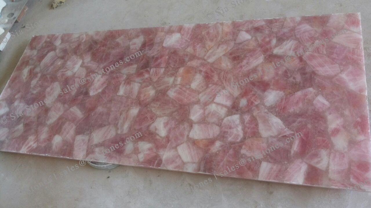 Pink Rose Quartz Kitchen Island Countertop - Best Quality