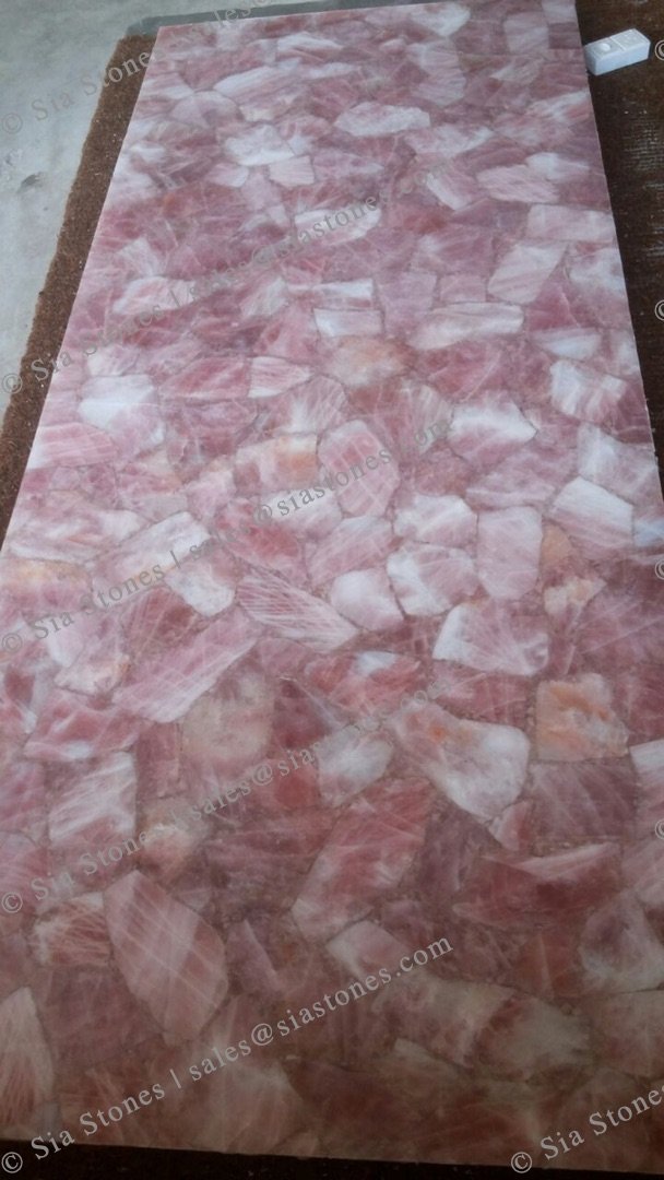 Pink Rose Quartz Kitchen Island Countertop - Best Quality