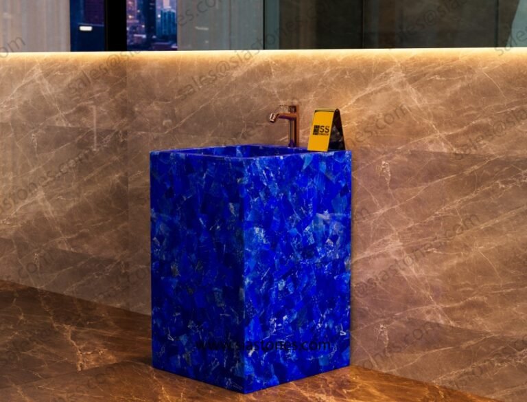 Buy Lapis Lazuli Gemstone Pedestal Sink – Luxury Bathroom Sink for High ...