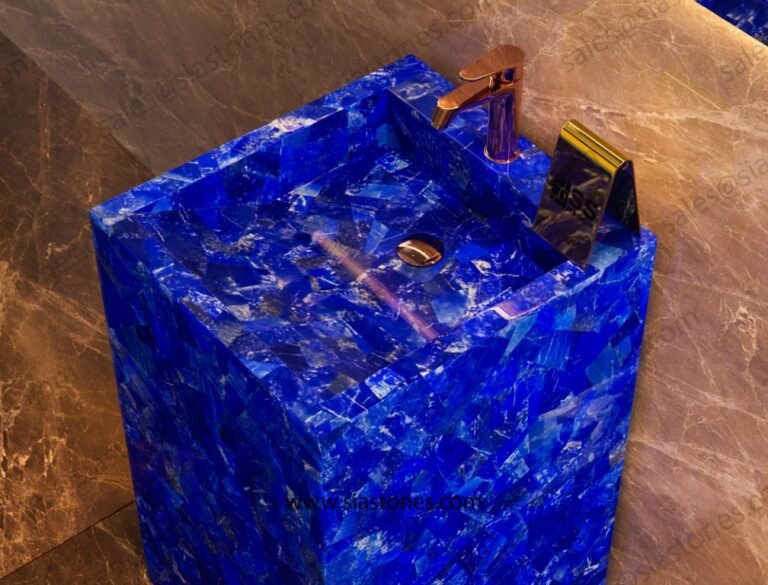 Buy Lapis Lazuli Gemstone Pedestal Sink – Luxury Bathroom Sink for High ...