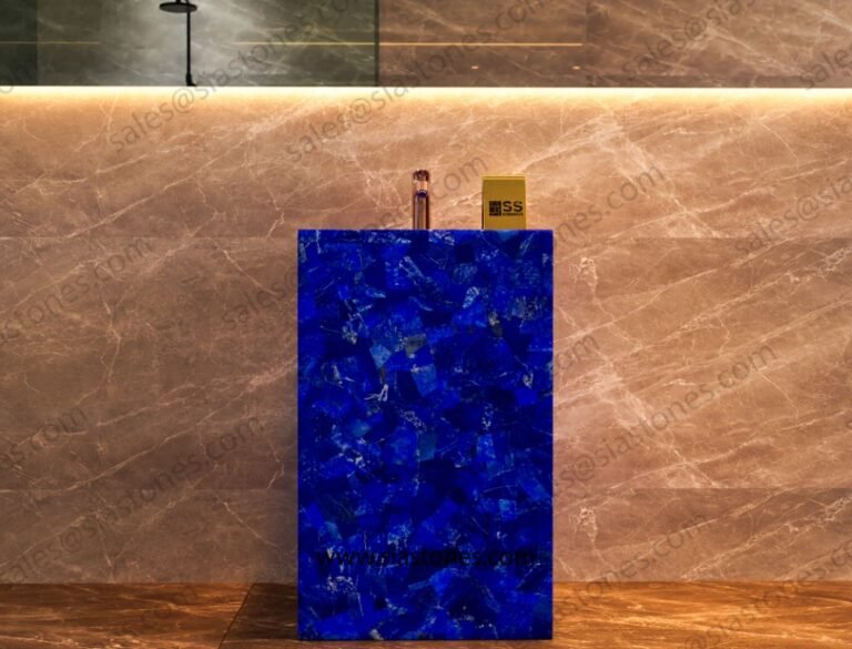 Buy Lapis Lazuli Gemstone Pedestal Sink – Luxury Bathroom Sink for High ...