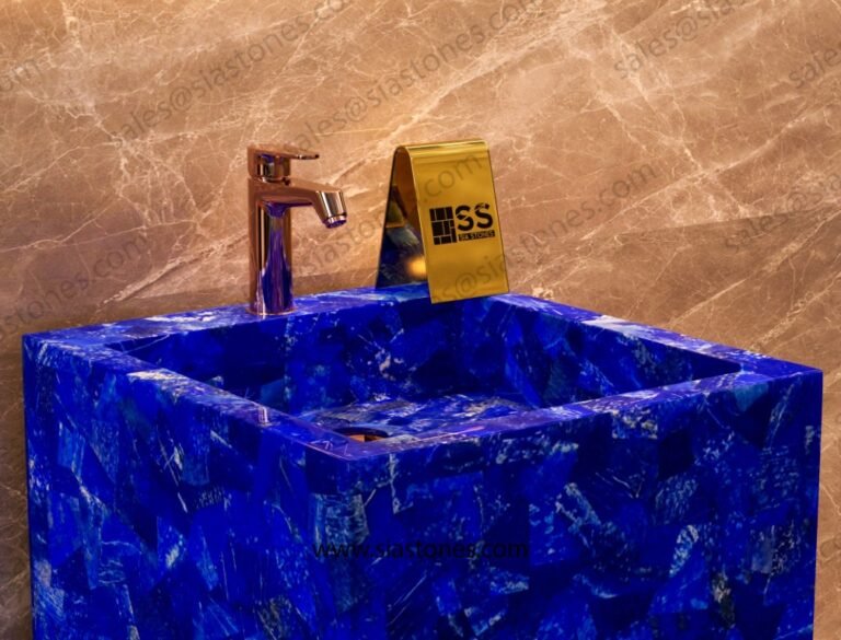 Buy Lapis Lazuli Gemstone Pedestal Sink – Luxury Bathroom Sink for High ...