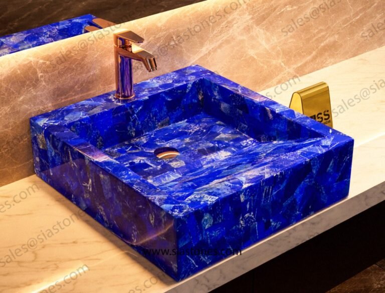 Lapis Lazuli Square Sloped Wash Basin - Luxury Bathroom Sink