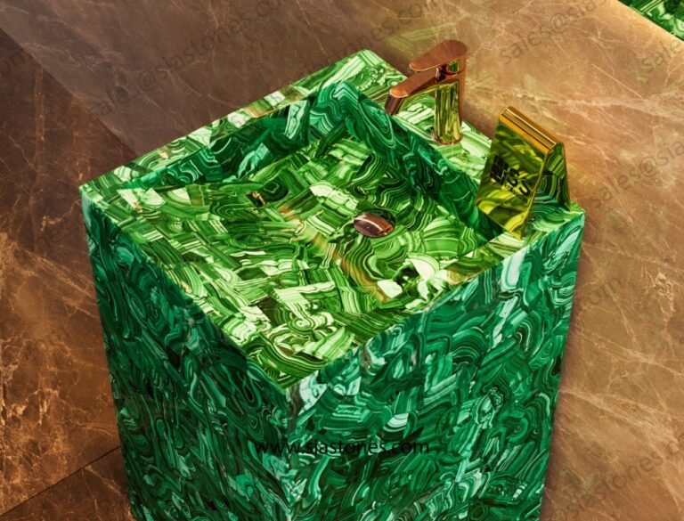 Buy Malachite Gemstone Pedestal Sink – Luxury Bathroom Sink for High ...