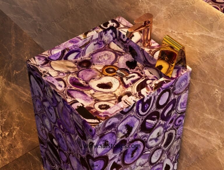 Buy Purple Agate Pedestal Sink – Luxury Gemstone Sink for Designer ...